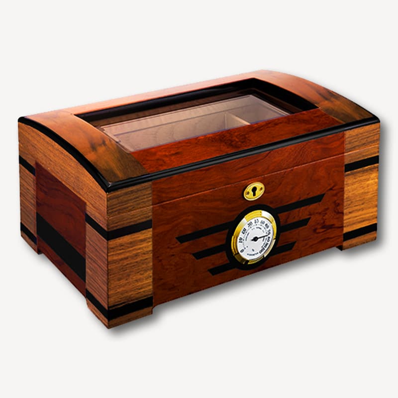 LUBINSKI Wooden Humidor with Gurved Class Top - Sydney Cigar House