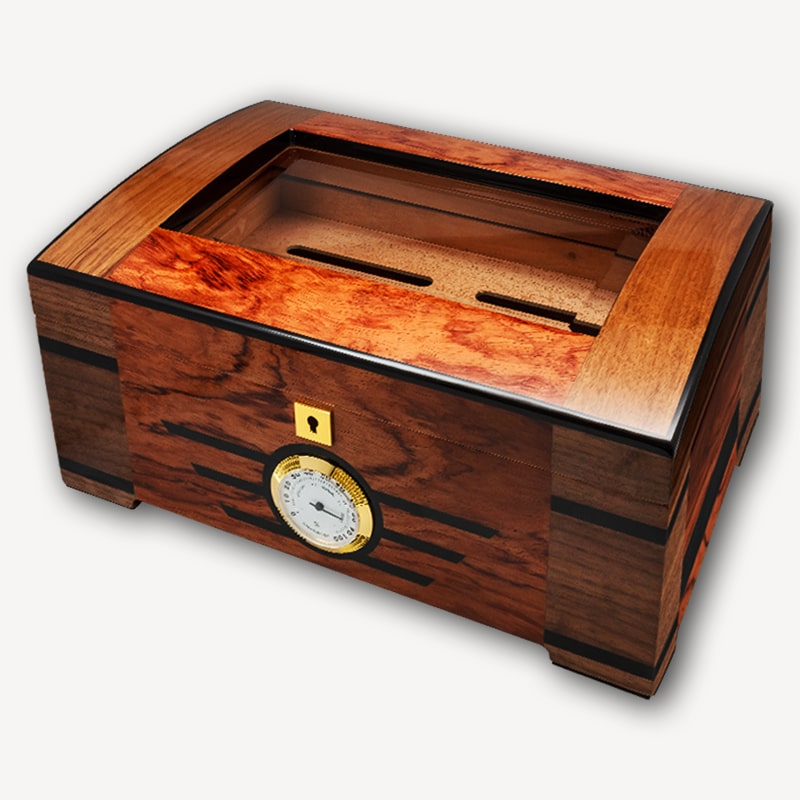 LUBINSKI Wooden Humidor with Gurved Class Top - Sydney Cigar House