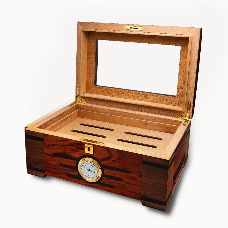 LUBINSKI Wooden Humidor with Gurved Class Top - Sydney Cigar House