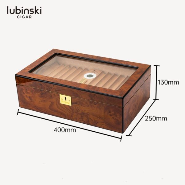 LUBINSKI Burlwood Pattern Cedar Humidor with Glass Window - Sydney ...